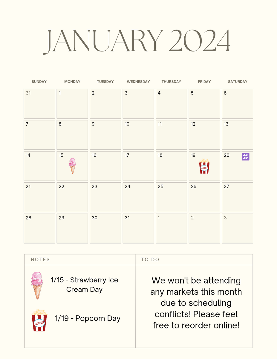 January 2024 Calendar – Tanria Elementals